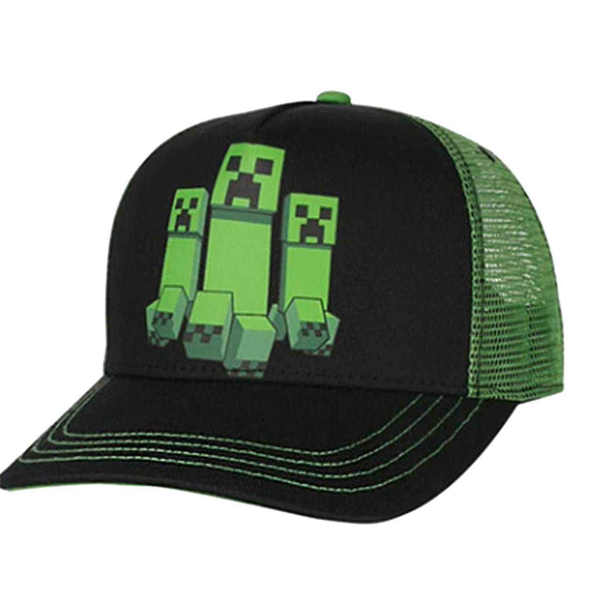 Caps: Minecraft - Svart og grønn med Creeper-gruppe