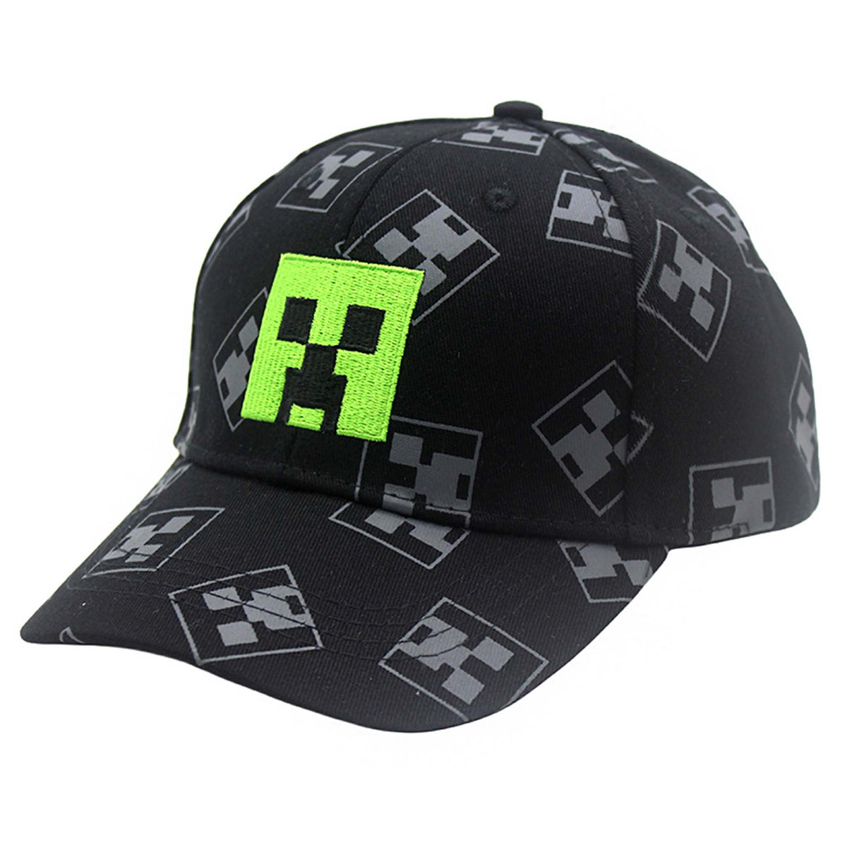 Caps: Minecraft - Heldekkende svart med Pixel Creeper-fjes ...
