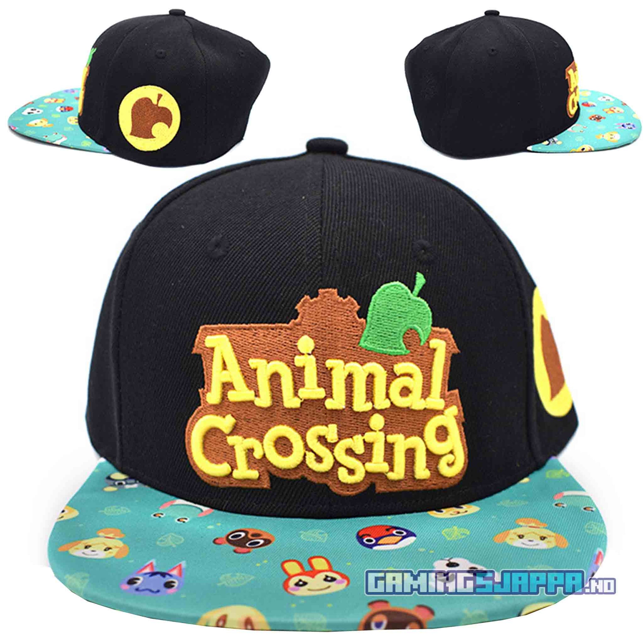 Caps: Animal Crossing-hatt med logo og løvblad-emblem | Gamingsjappa.no