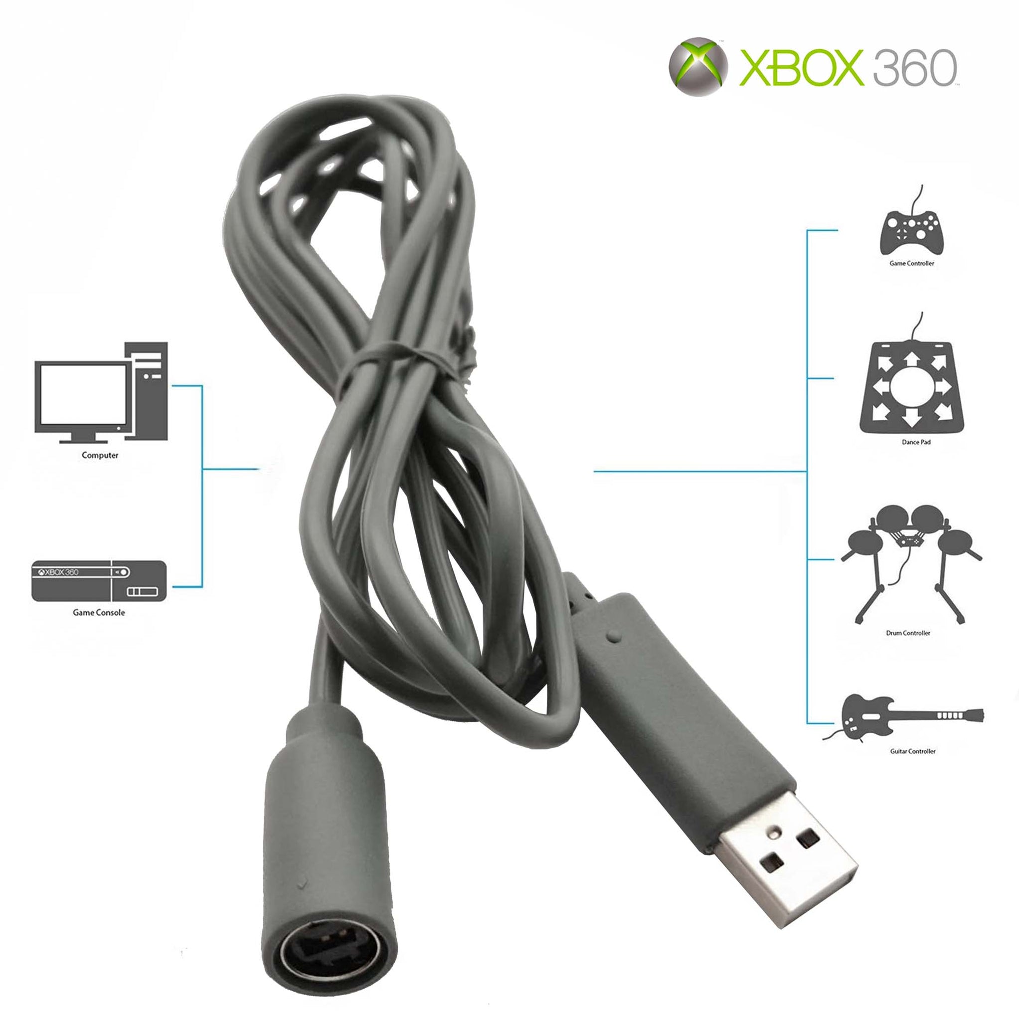 Breakaway USB-kabelplugg til Xbox 360-kontrollere [1,8m] (tredjepart ...