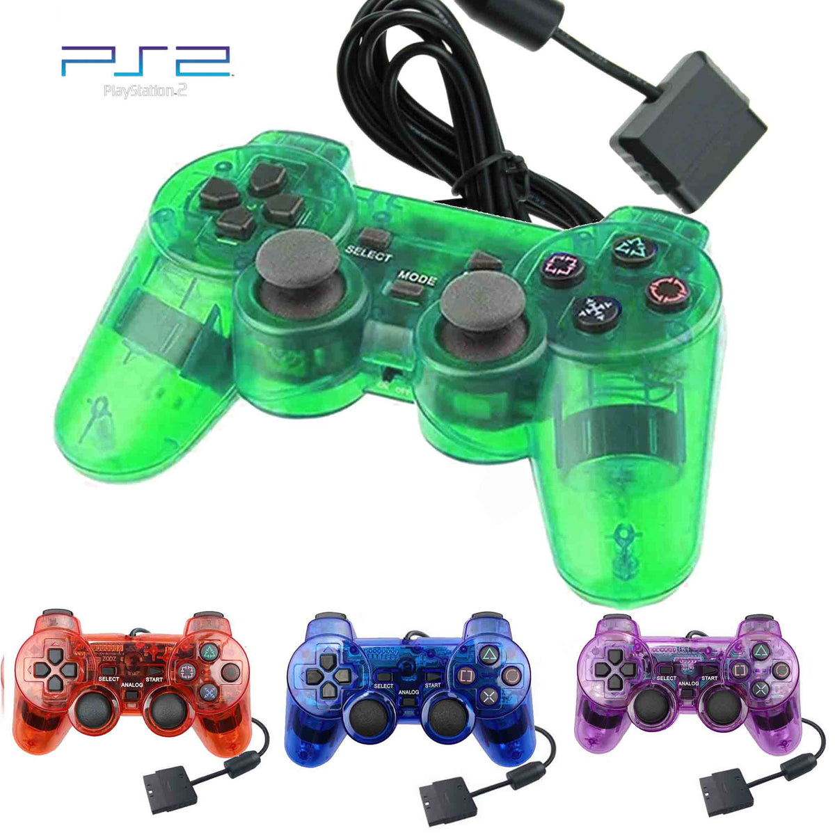 Kontroll til PlayStation 2 - Farget PS2/PS1 kontroller gjennomsiktig ...