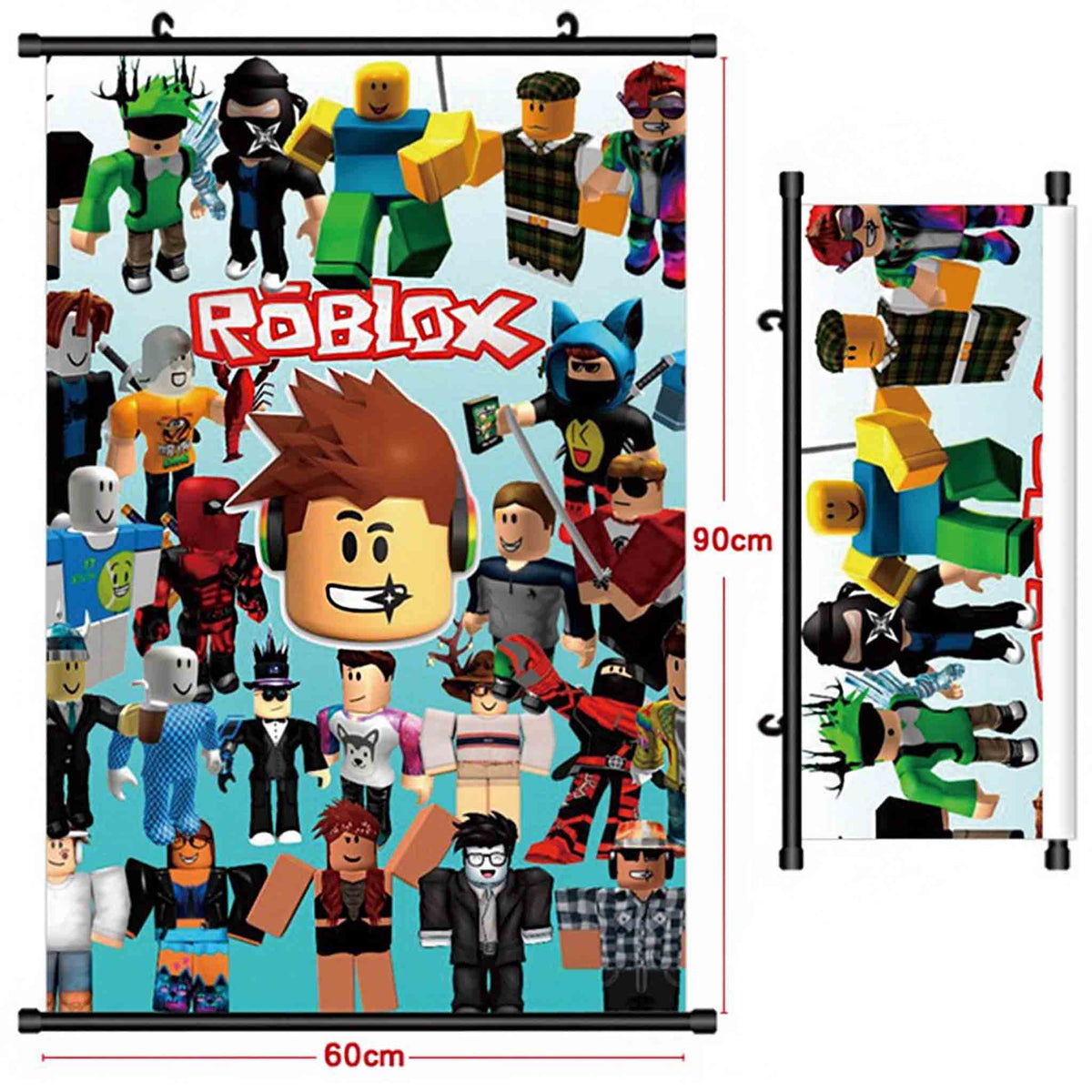 Tøyplakat: Roblox-karakterer og logo - Wall Scroll