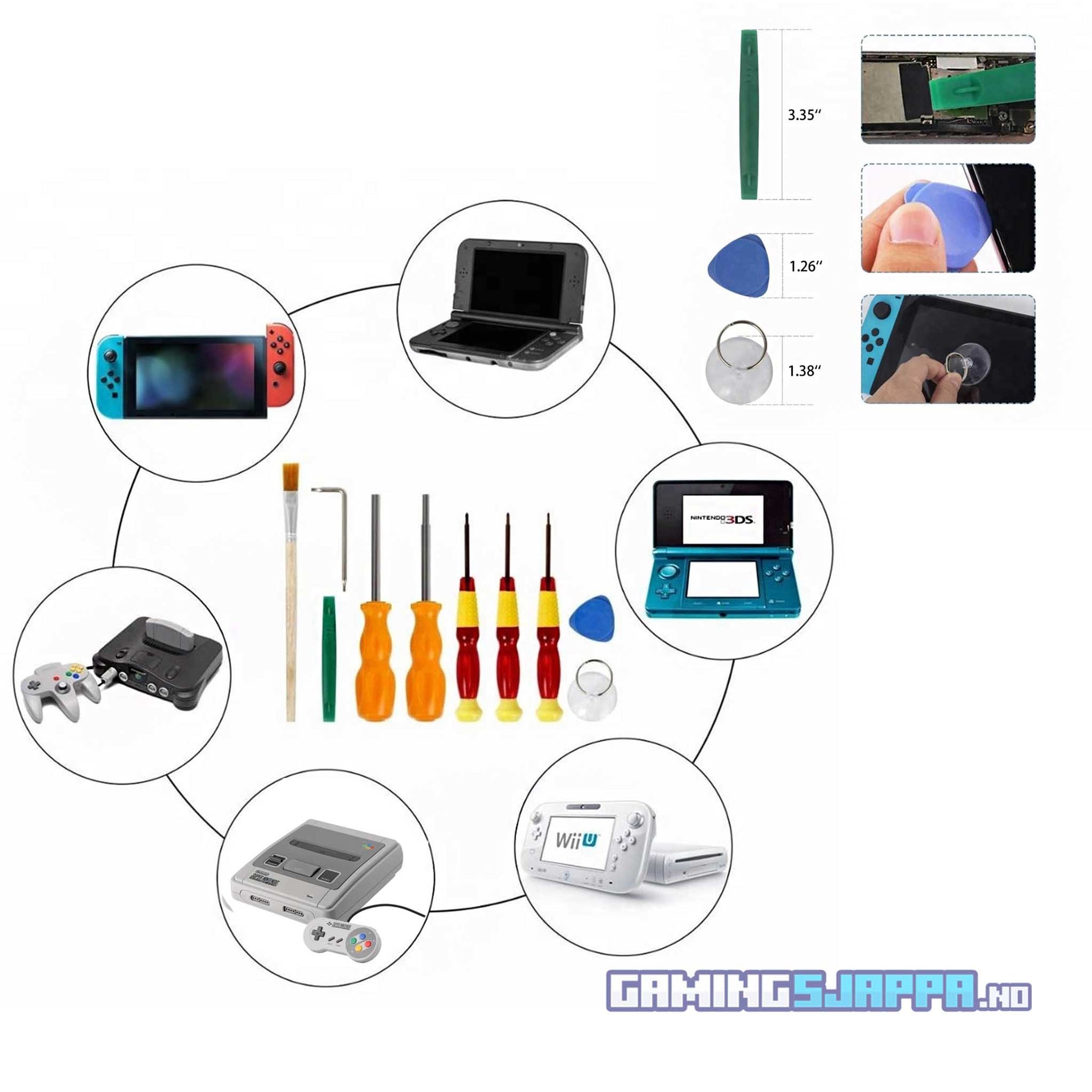 Verktøysett: Tri-Point Y00/Y0, Philips PH00, Gamebit 3.8/4.5, Torx TR8 ...